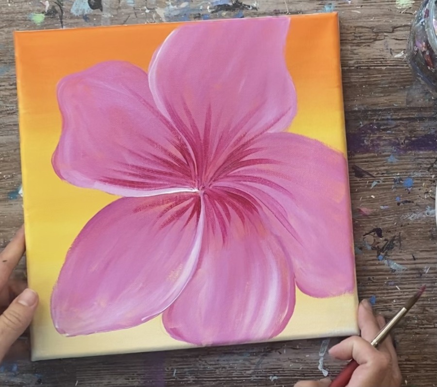 Easy Simply Tropical Hibiscus Painting - Step By Step Acrylic Tutorial