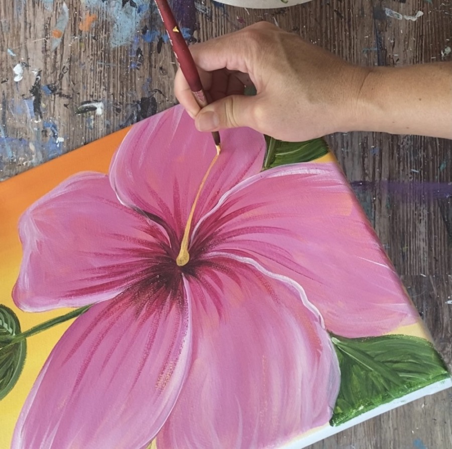 Easy Simply Tropical Hibiscus Painting - Step By Step Acrylic Tutorial