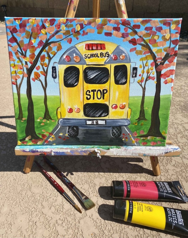 Bus Painting - Step By Step Acrylic Tutorial Online For Beginners