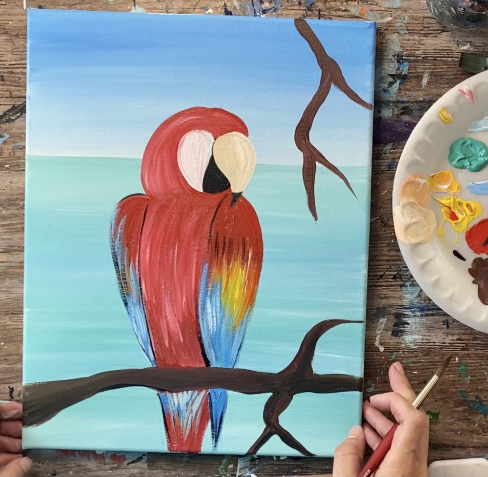 Tropical Macaw Parrot Painting - Tracie Kiernan - Step By Step Painting
