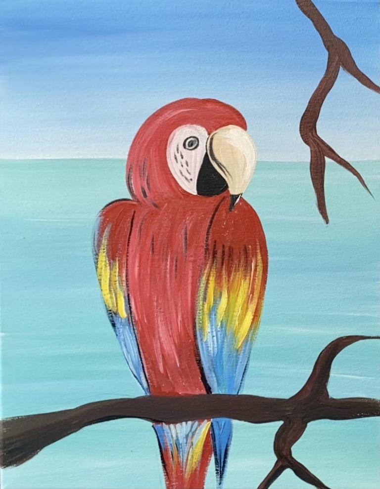 Tropical Macaw Parrot Painting - Tracie Kiernan - Step By Step Painting