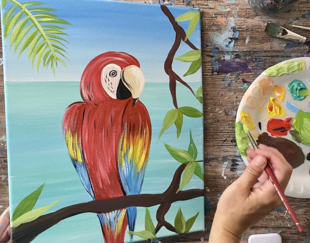 Tropical Macaw Parrot Painting - Tracie Kiernan - Step By Step Painting