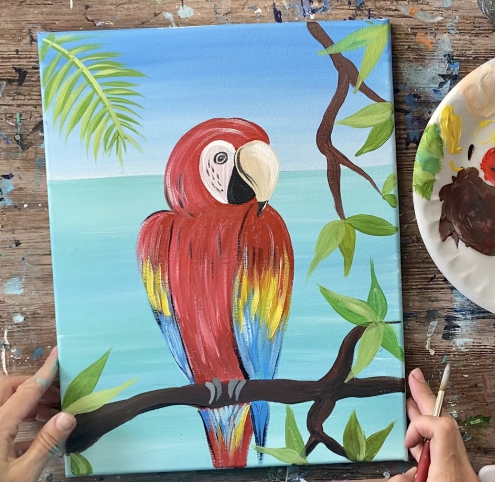 Tropical Macaw Parrot Painting - Tracie Kiernan - Step By Step Painting