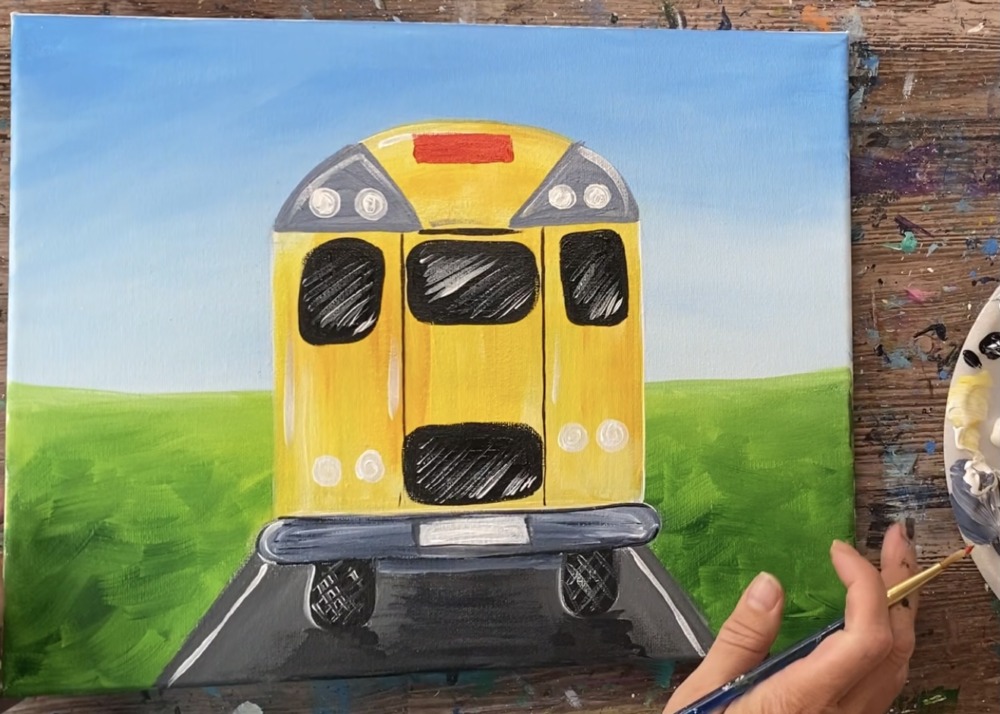 Bus Painting - Step By Step Acrylic Tutorial Online For Beginners
