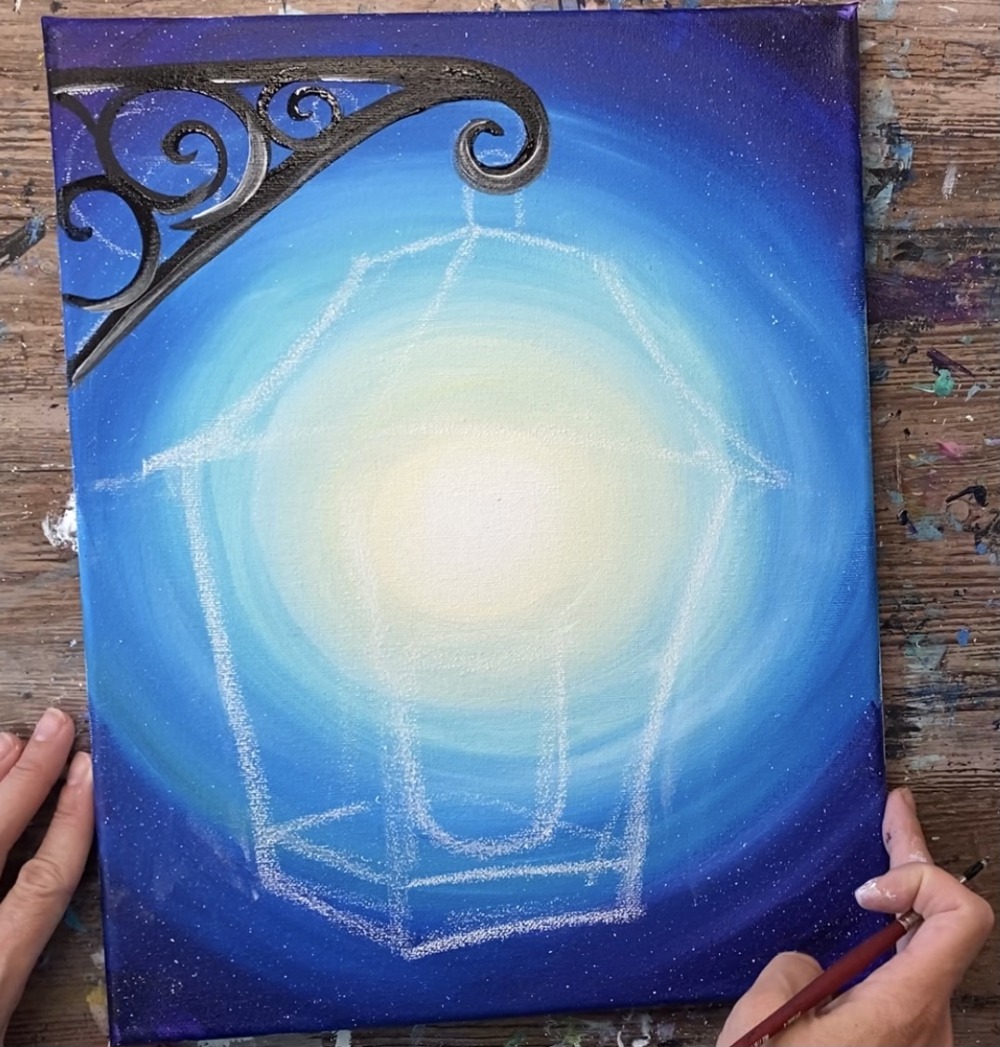 Lantern Painting - Fall Night - Step By Step Acrylic Tutorial Online