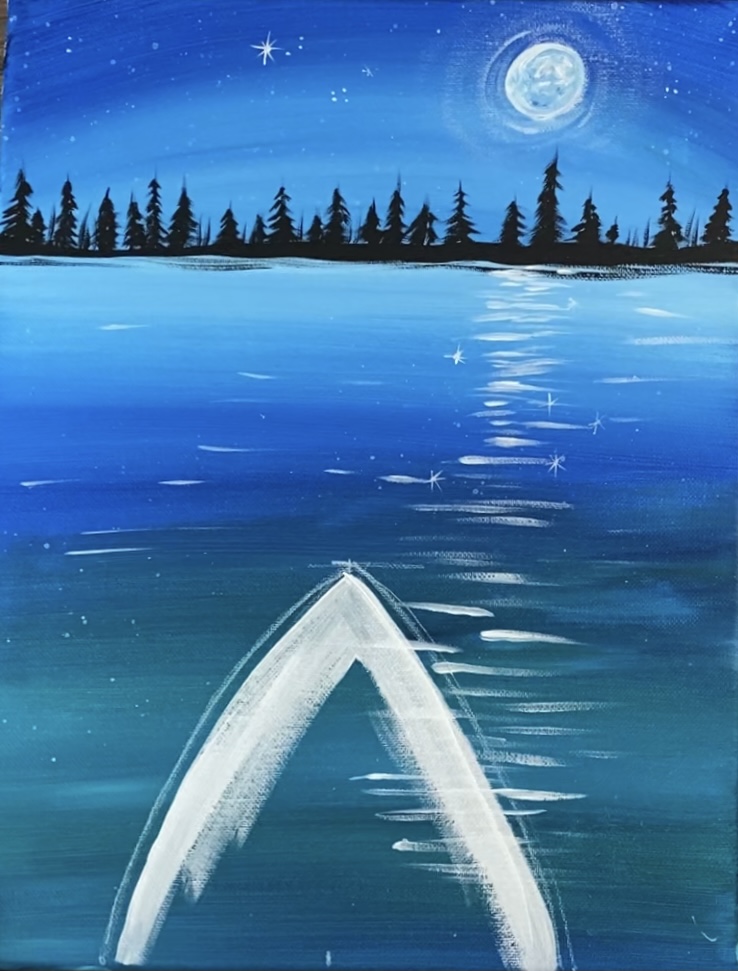 Moonlight Kayak Acrylic Painting Tutorial - Tracie Kiernan - Step By ...