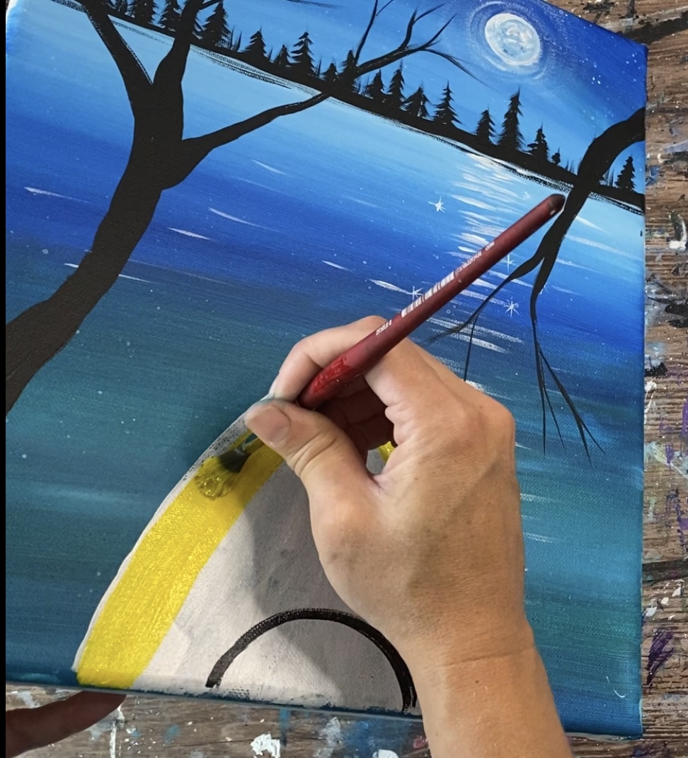 Moonlight Kayak Acrylic Painting Tutorial - Tracie Kiernan - Step By ...