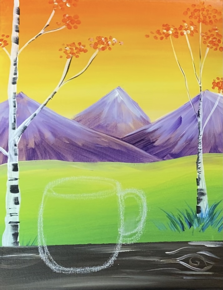 "Coffee At Sunset" Acrylic Painting Tutorial - Tracie Kiernan - Step By ...