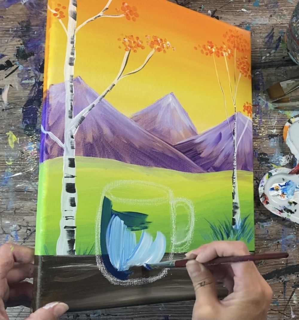 "Coffee At Sunset" Acrylic Painting Tutorial - Tracie Kiernan - Step By ...