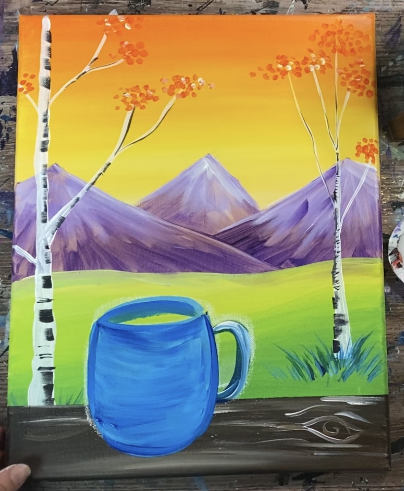 "Coffee At Sunset" Acrylic Painting Tutorial - Tracie Kiernan - Step By ...