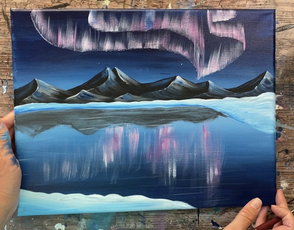 Aurora Lake Acrylic Painting Tutorial - Tracie Kiernan - Step By Step ...