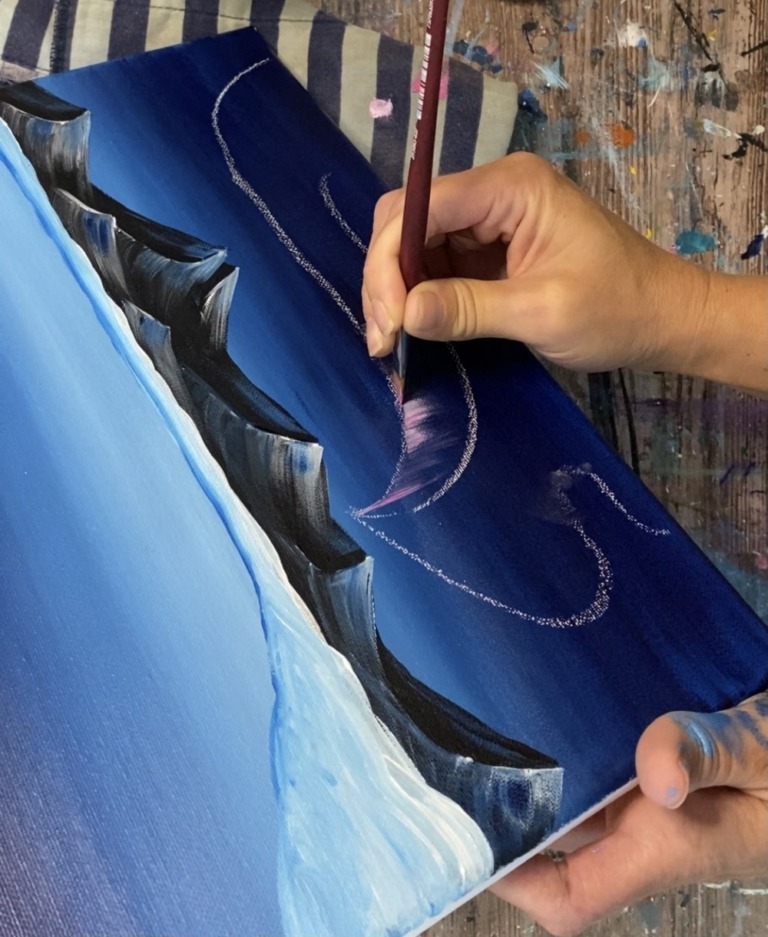 Aurora Lake Acrylic Painting Tutorial - Tracie Kiernan - Step By Step ...