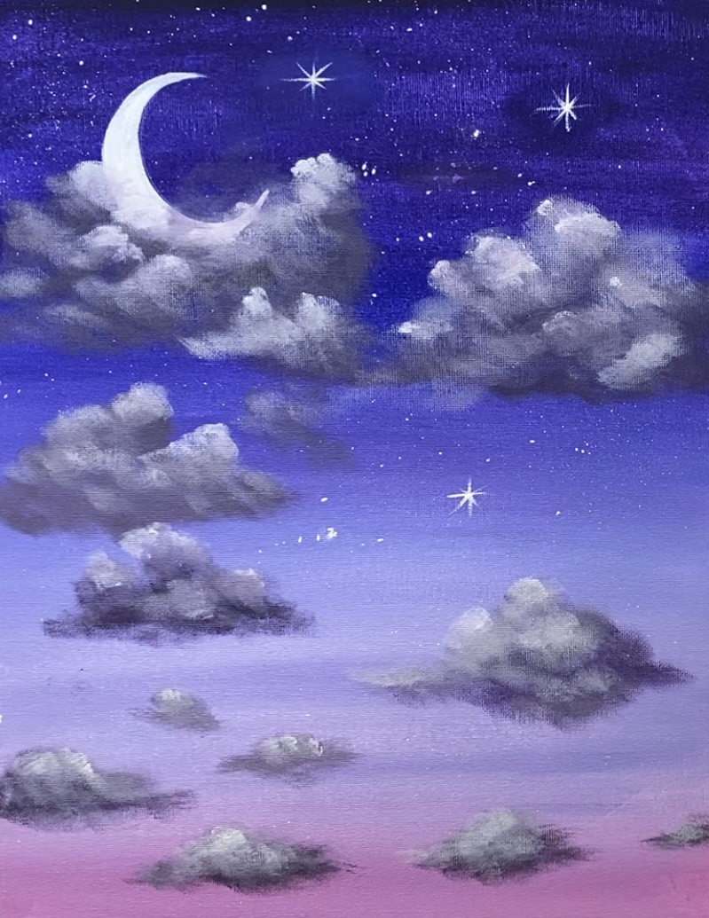 How To Paint Clouds Beginner Acrylic Tutorial