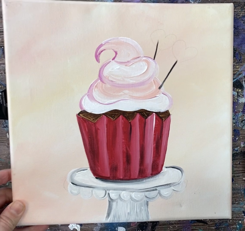 Cute Valentine's Day Cupcake Painting - Tracie Kiernan - Step By Step ...