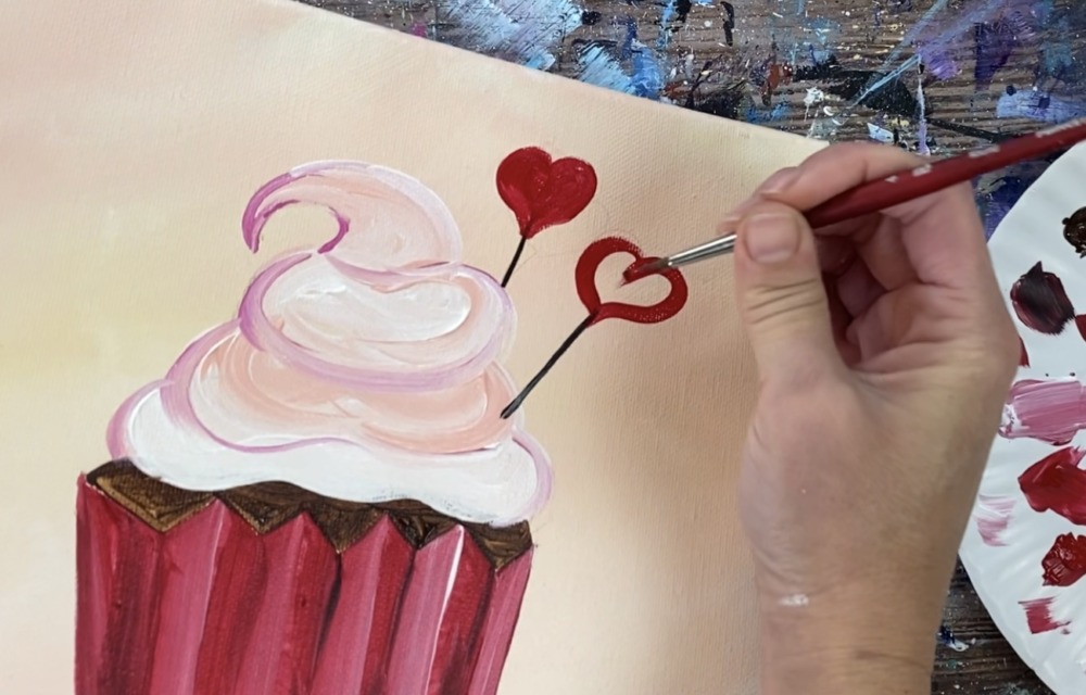 Cute Valentine's Day Cupcake Painting - Tracie Kiernan - Step By Step ...