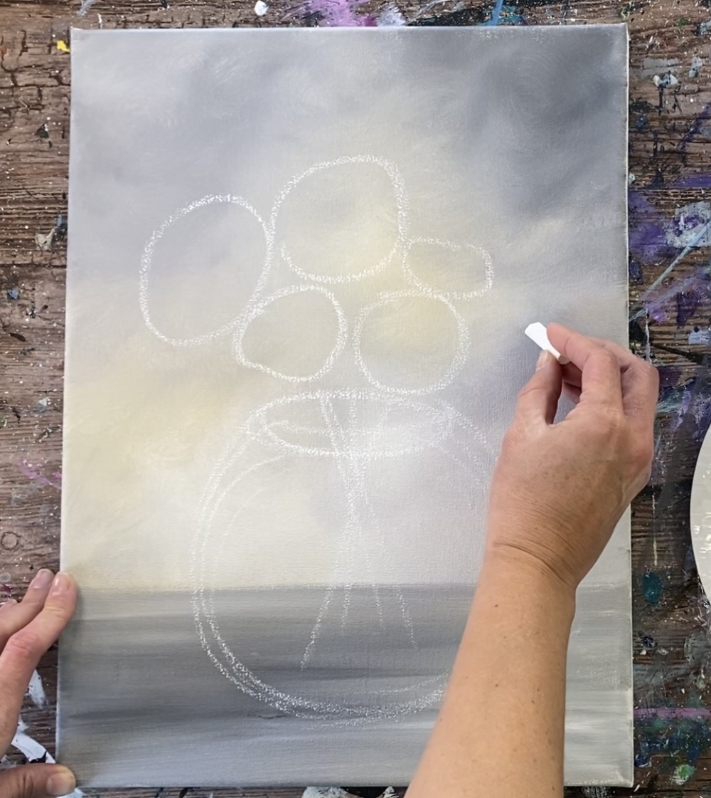 Roses In Round Glass Vase Acrylic Painting Tutorial - Tracie Kiernan ...