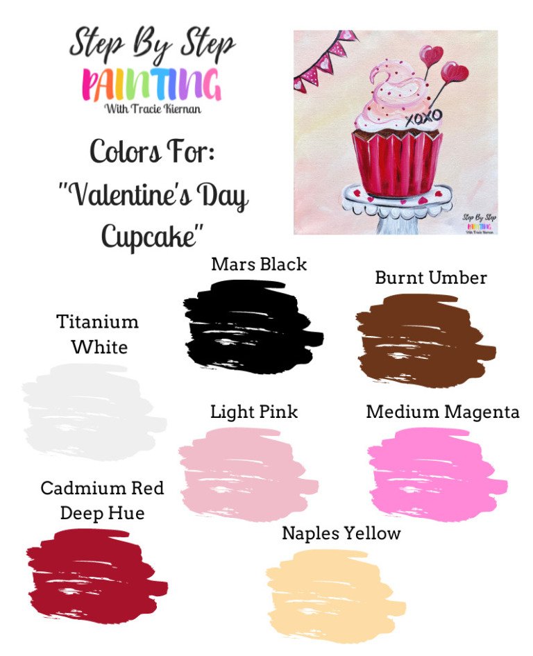 Cute Valentine's Day Cupcake Painting - Tracie Kiernan - Step By Step ...