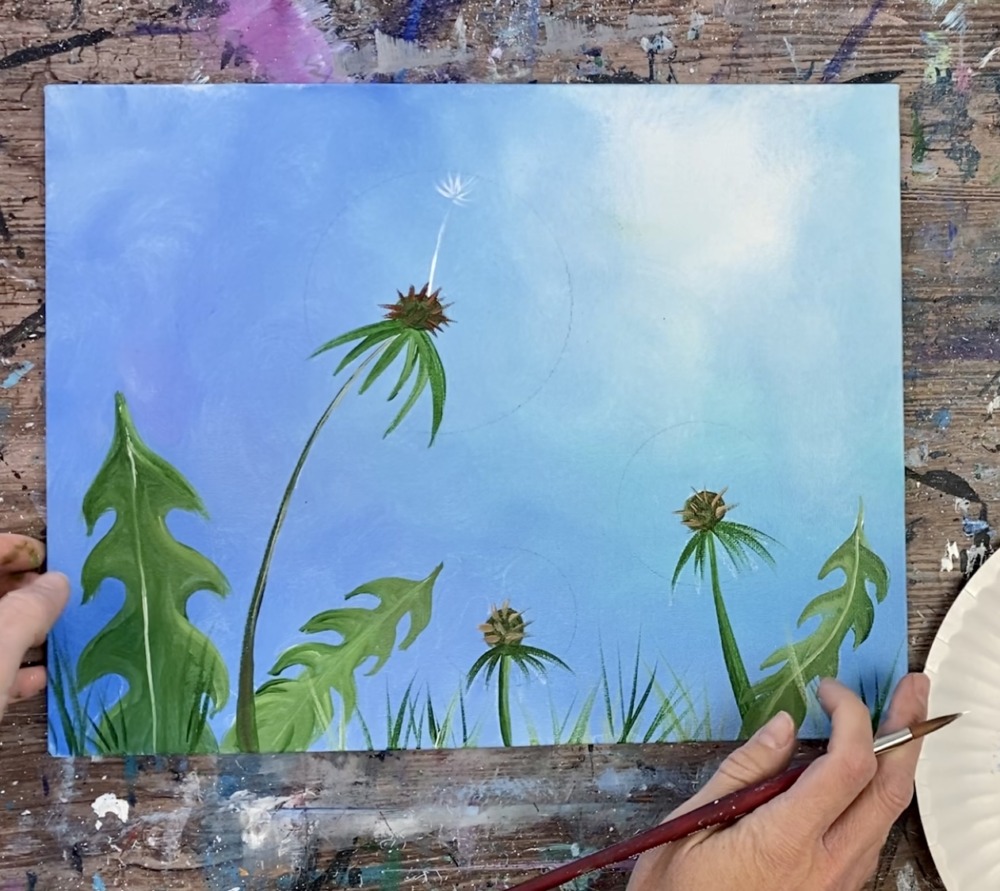 Painting Dandelions - Step By Step Acrylic Tutorial