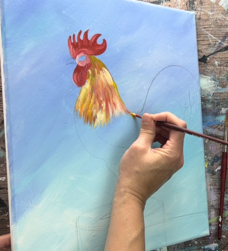 How To Paint A Rooster - Step By Step Acrylic Tutorial For Beginners