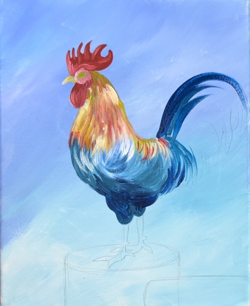 How To Paint A Rooster - Step By Step Acrylic Tutorial For Beginners