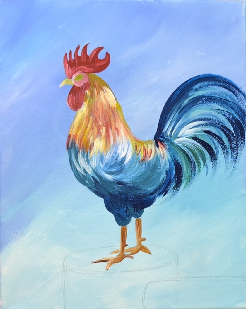 How To Paint A Rooster - Step By Step Acrylic Tutorial For Beginners