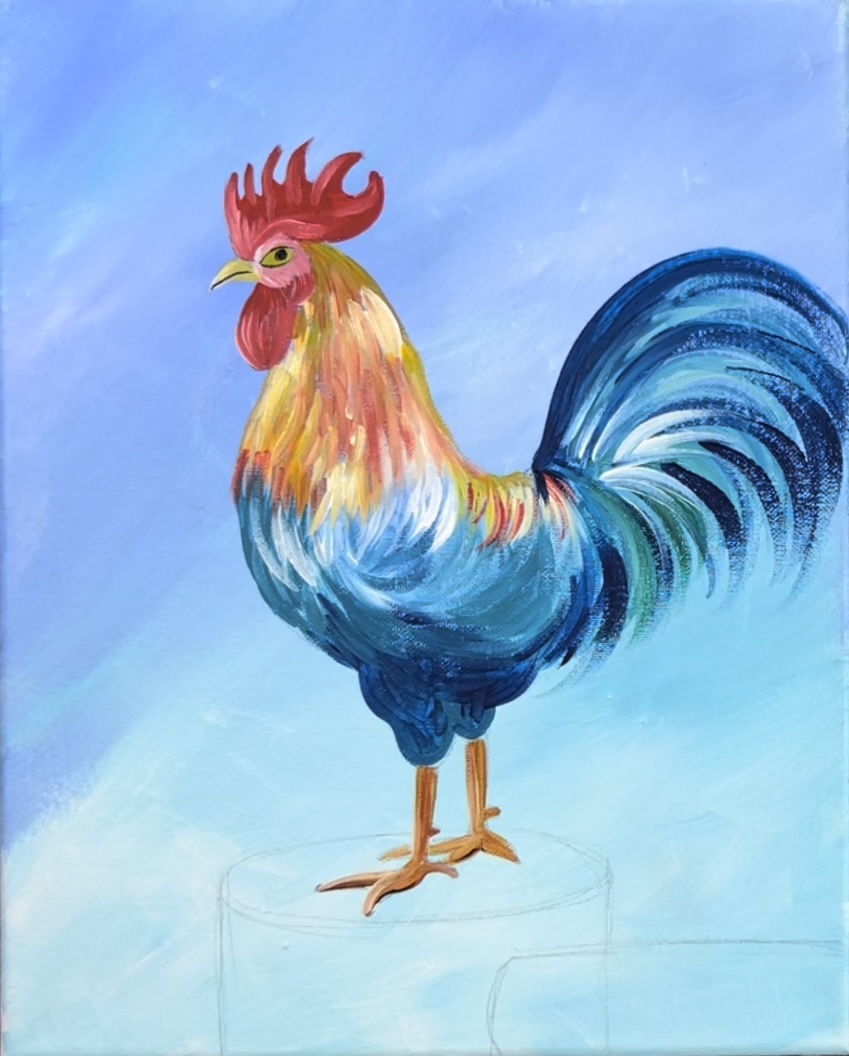 How To Paint A Rooster - Step By Step Acrylic Tutorial For Beginners
