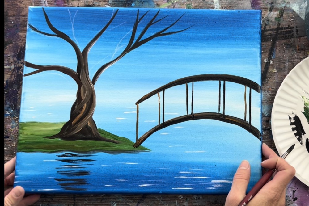 Lily Pond Bridge Acrylic Painting Tutorial - Tracie Kiernan - Step By ...