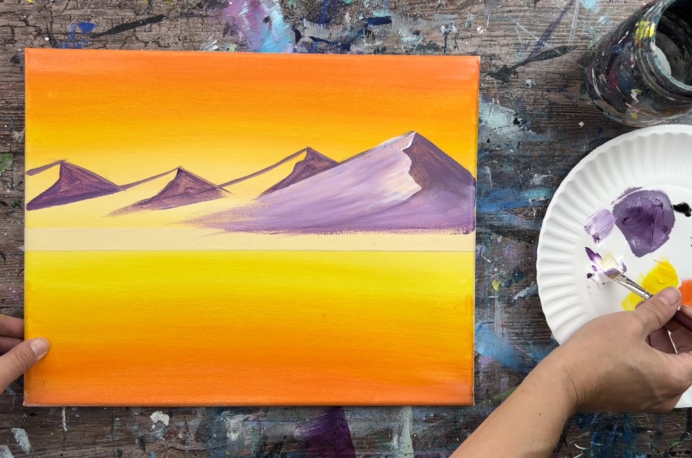 Sunset Sky Mountain Landscape - Acrylic Painting Tutorial - Tracie ...