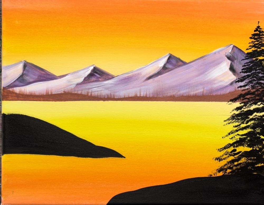 Sunset Sky Mountain Landscape - Acrylic Painting Tutorial - Tracie ...