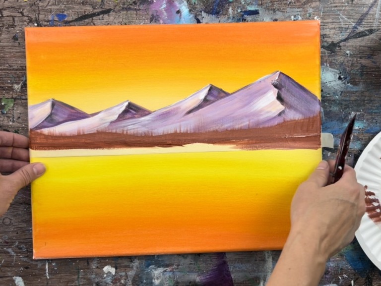 Sunset Sky Mountain Landscape - Acrylic Painting Tutorial - Tracie ...