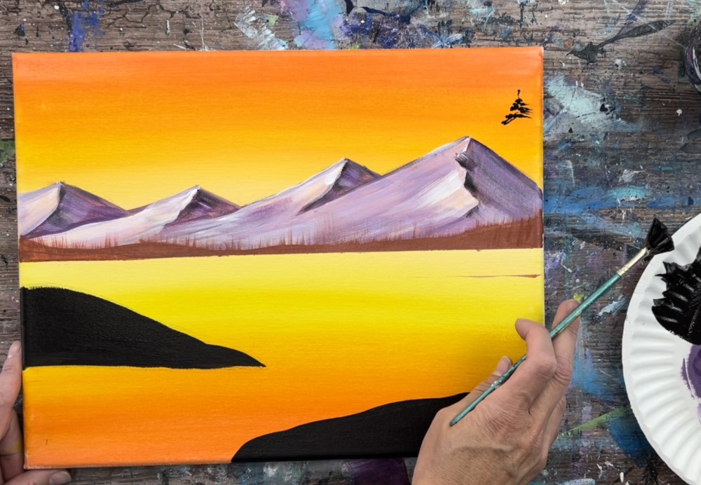 Sunset Sky Mountain Landscape - Acrylic Painting Tutorial - Tracie ...
