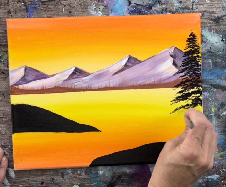 Sunset Sky Mountain Landscape - Acrylic Painting Tutorial - Tracie ...