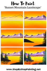 Sunset Sky Mountain Landscape - Acrylic Painting Tutorial - Tracie ...