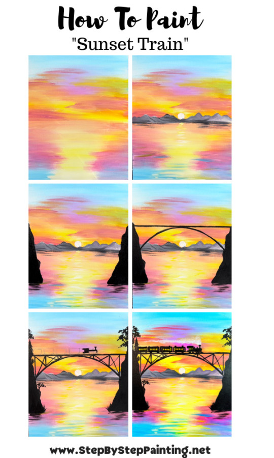 Train Painting - Acrylic Tutorial For Beginners