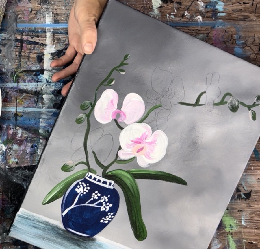 Orchid Painting - Step By Step Acrylic Tutorial