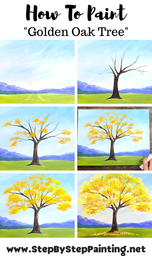 Paint A Fall Tree With Q-Tips! - Acrylic Painting Tutorial Online