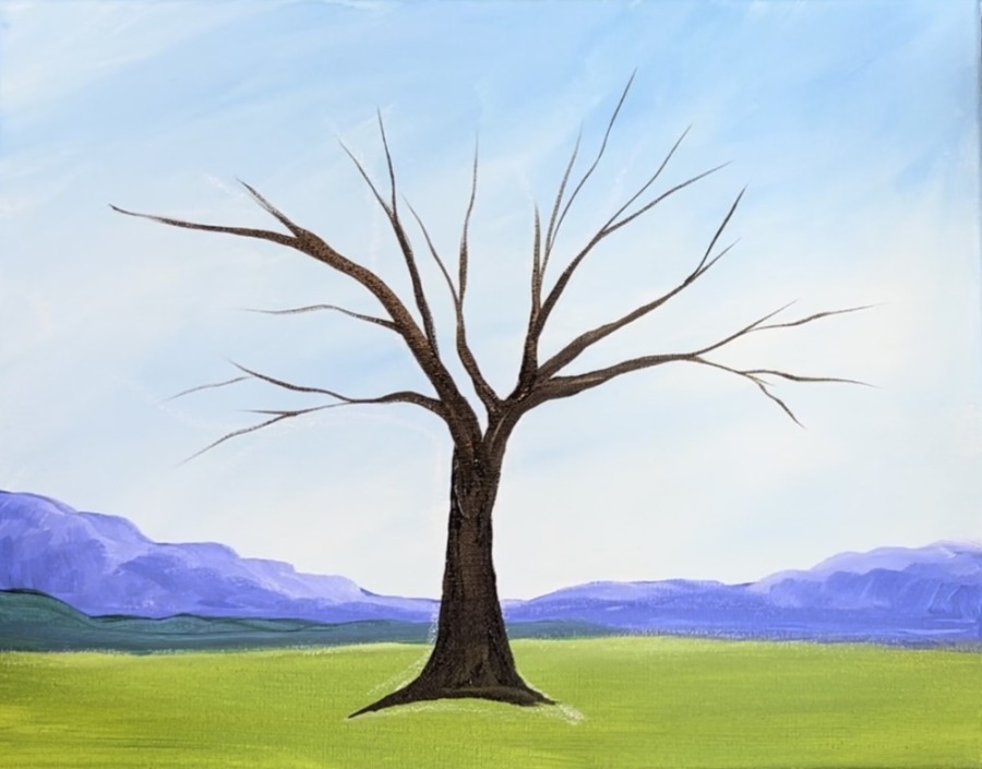 Paint A Fall Tree With Q-Tips! - Acrylic Painting Tutorial Online