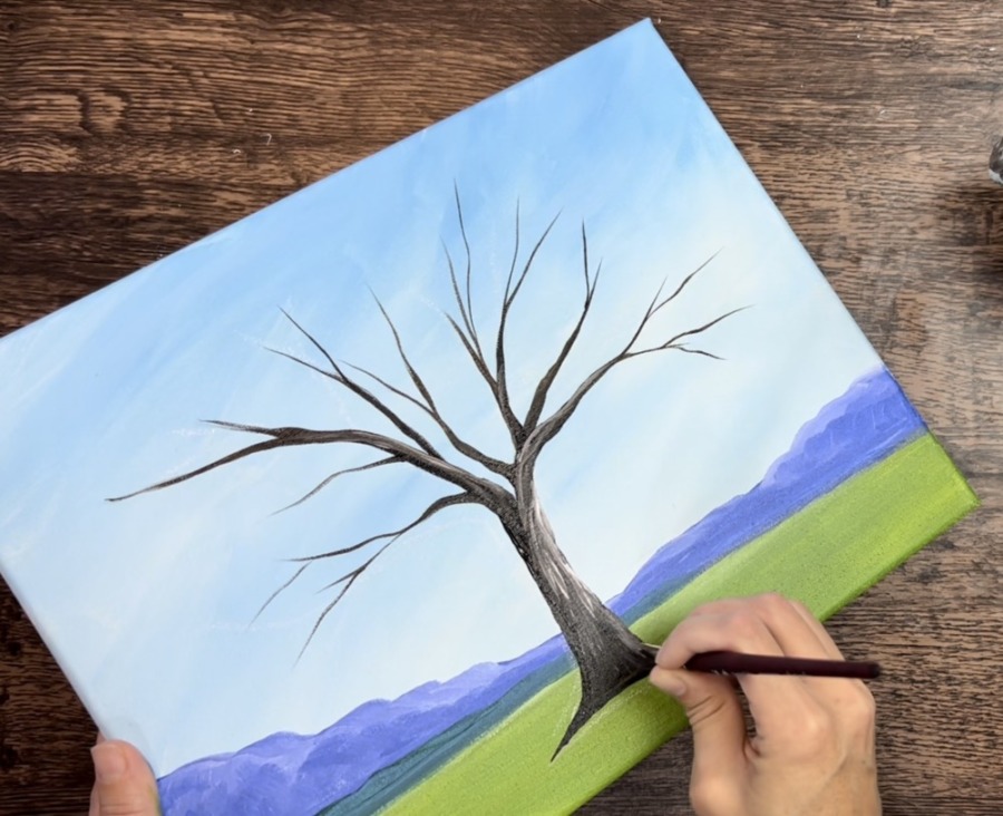 Paint A Fall Tree With Q-Tips! - Acrylic Painting Tutorial Online