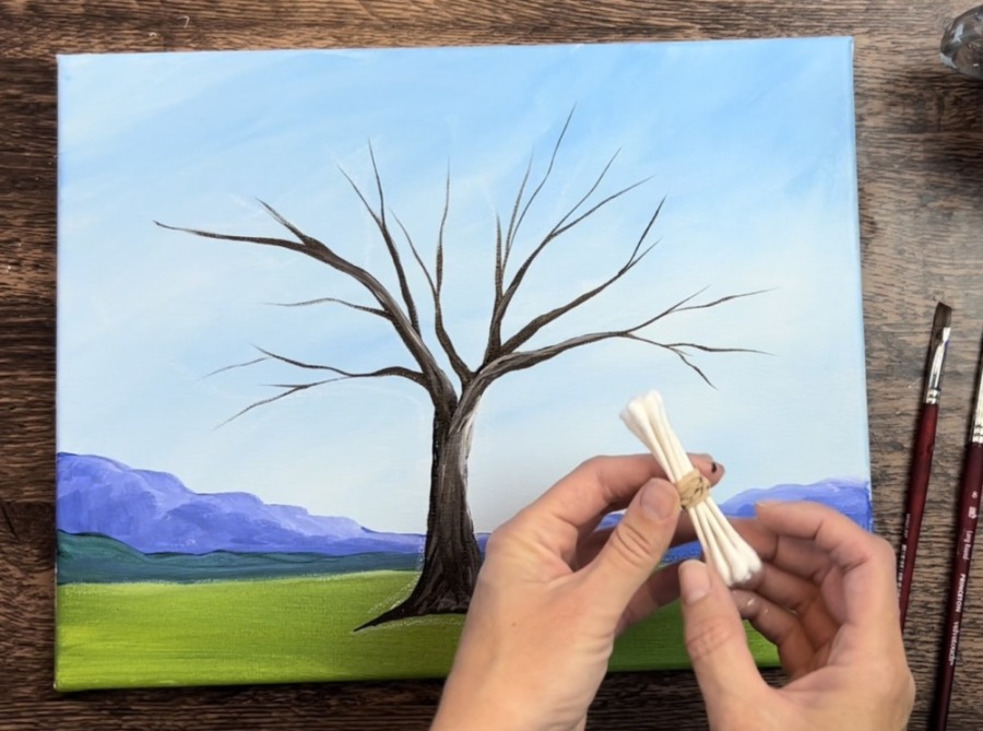 Paint A Fall Tree With Q-Tips! - Acrylic Painting Tutorial Online