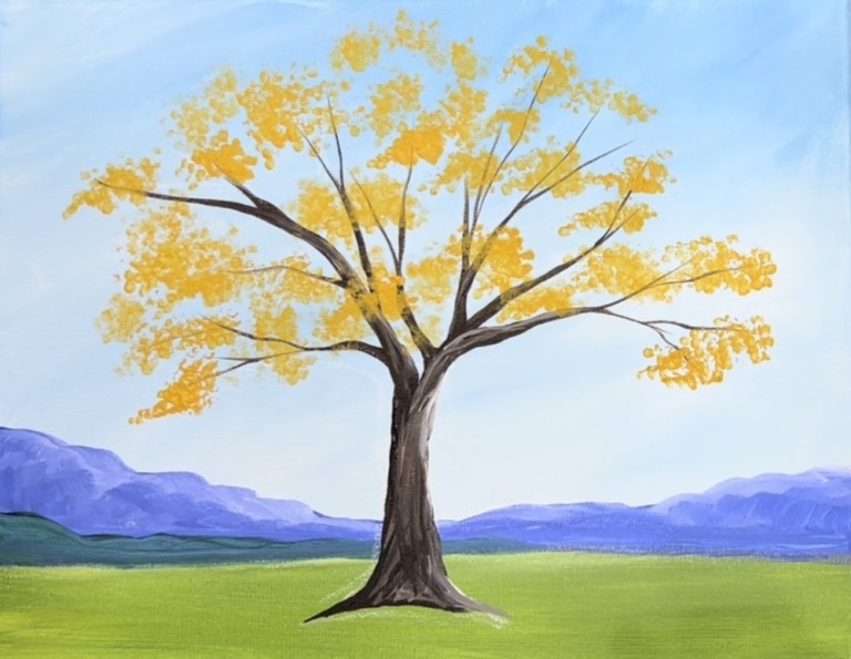 Paint A Fall Tree With Q-Tips! - Acrylic Painting Tutorial Online