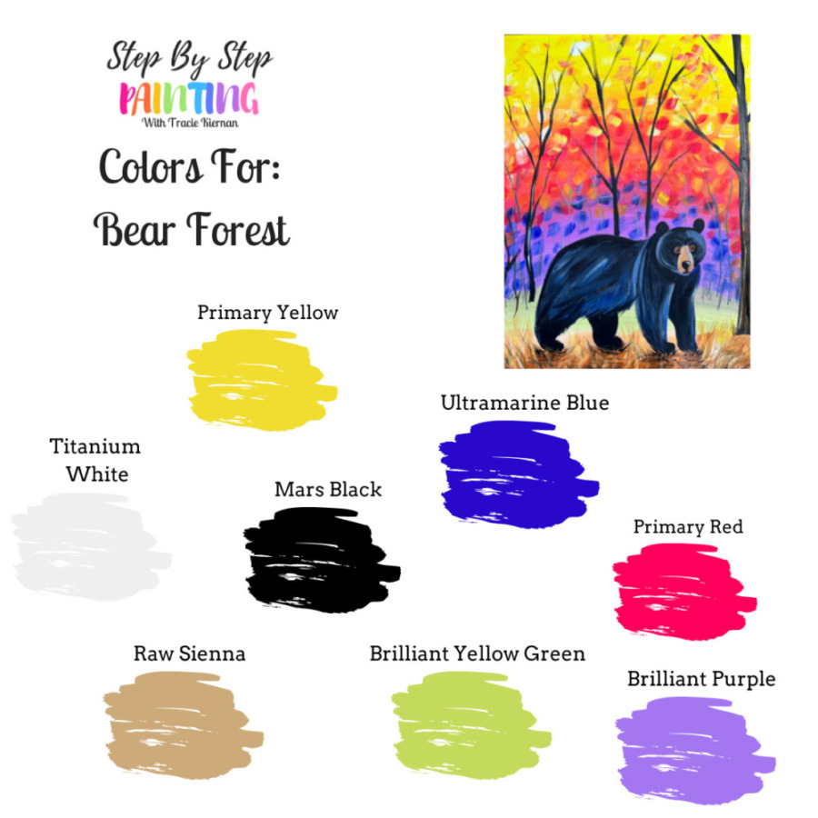 How To Paint "Bear Forest" - Bear Painting Online Tutorial - Tracie ...