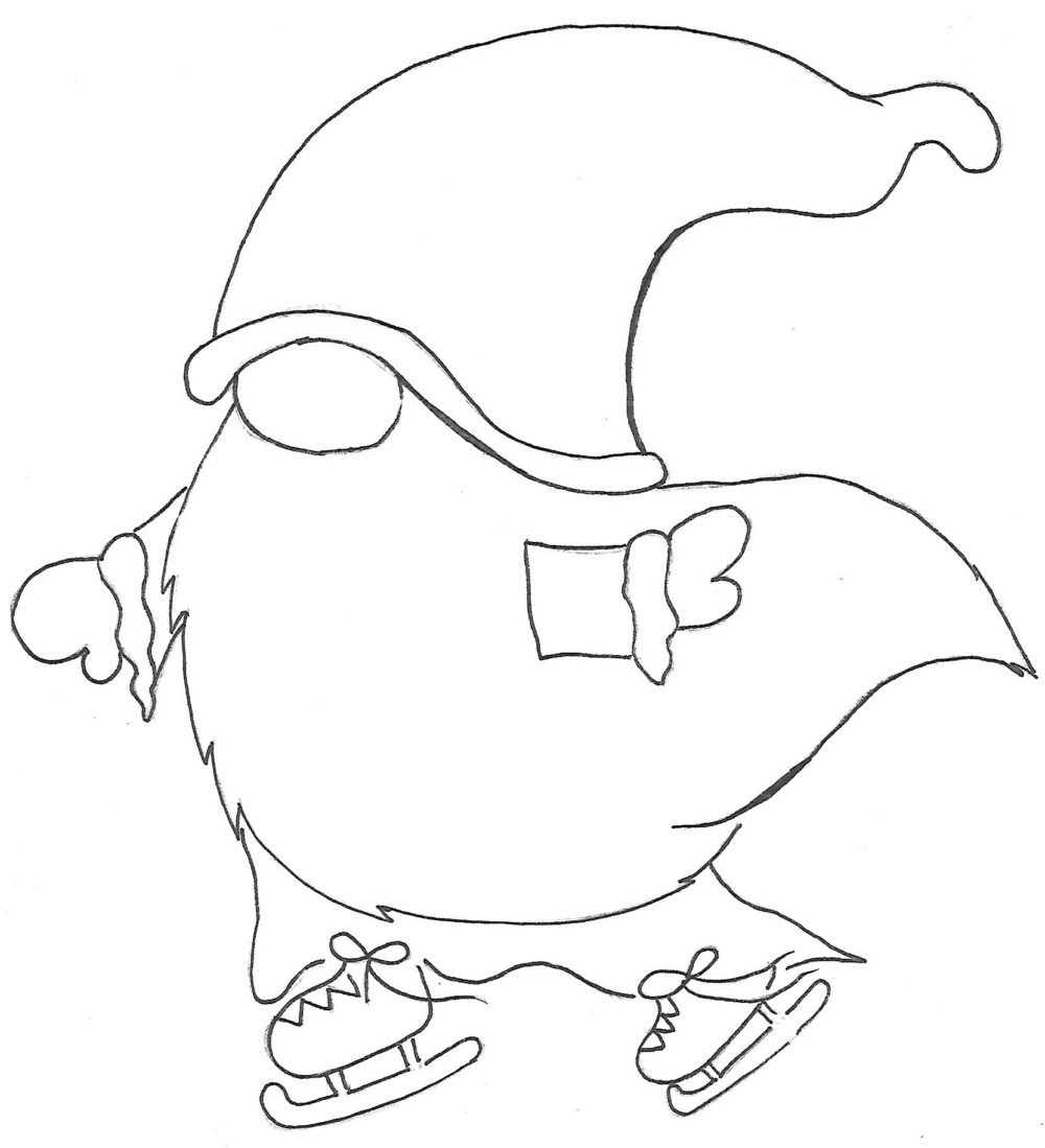 Ice Skating Gnome Traceable - Tracie Kiernan - Step By Step Painting