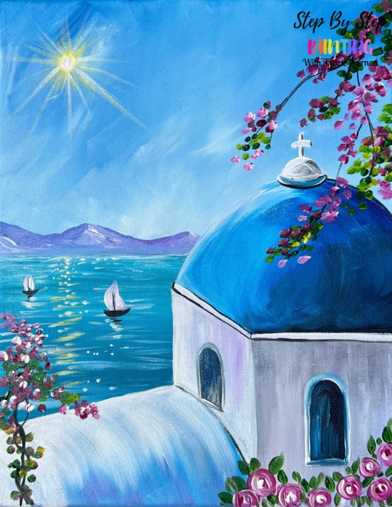 Santorini Greece - Bonus Tutorial - Tracie Kiernan - Step By Step Painting