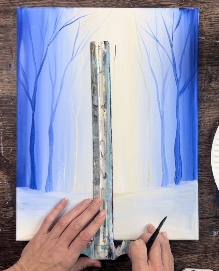 How To Paint A Christmas Tree In A Snowy Forest - Tracie Kiernan - Step ...