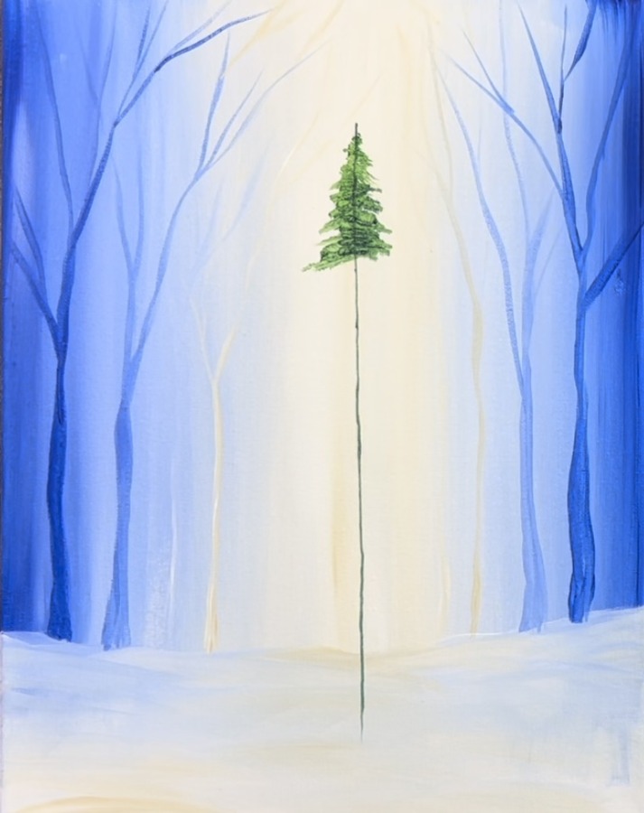 How To Paint A Christmas Tree In A Snowy Forest - Tracie Kiernan - Step ...