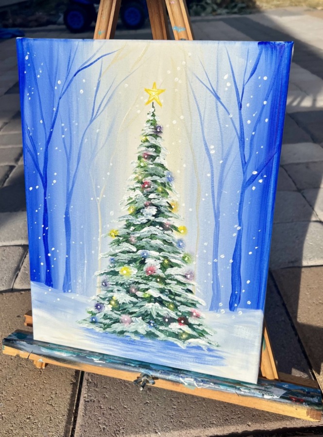 How To Paint A Christmas Tree In A Snowy Forest - Tracie Kiernan - Step ...