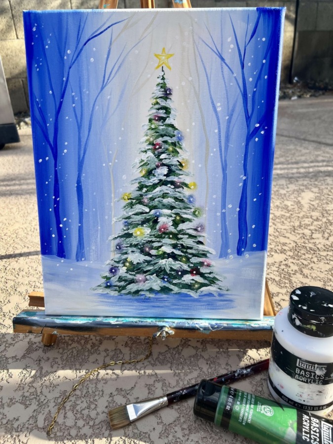 How To Paint A Christmas Tree In A Snowy Forest - Tracie Kiernan - Step ...