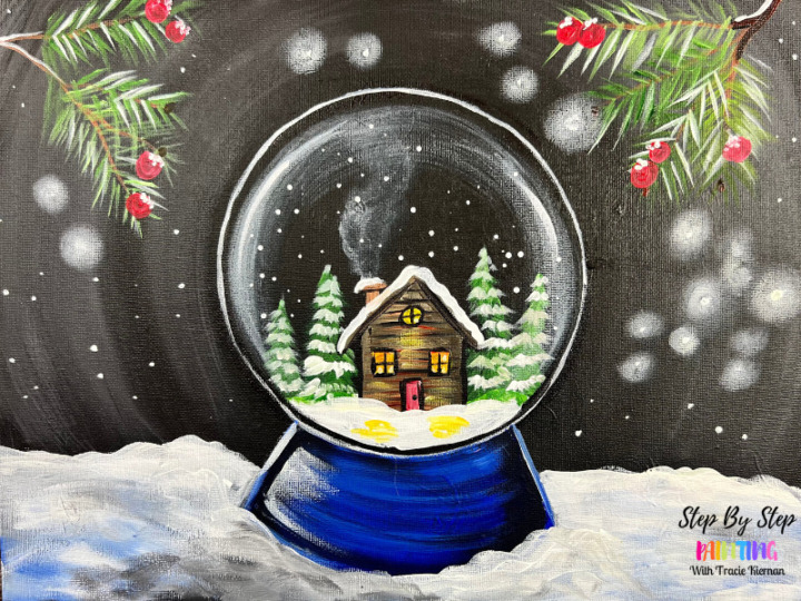 Snow Globe With Cabin - Acrylic Painting Tutorial - Tracie Kiernan ...