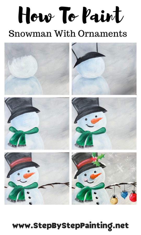 Snowman With Ornaments - Acrylic Painting Tutorial - Tracie Kiernan - Step By Step Painting