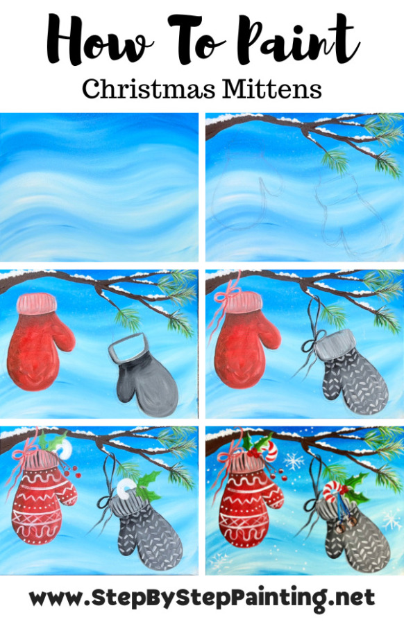 How To Paint "Christmas Mittens" - Acrylic Painting Tutorial - Tracie ...